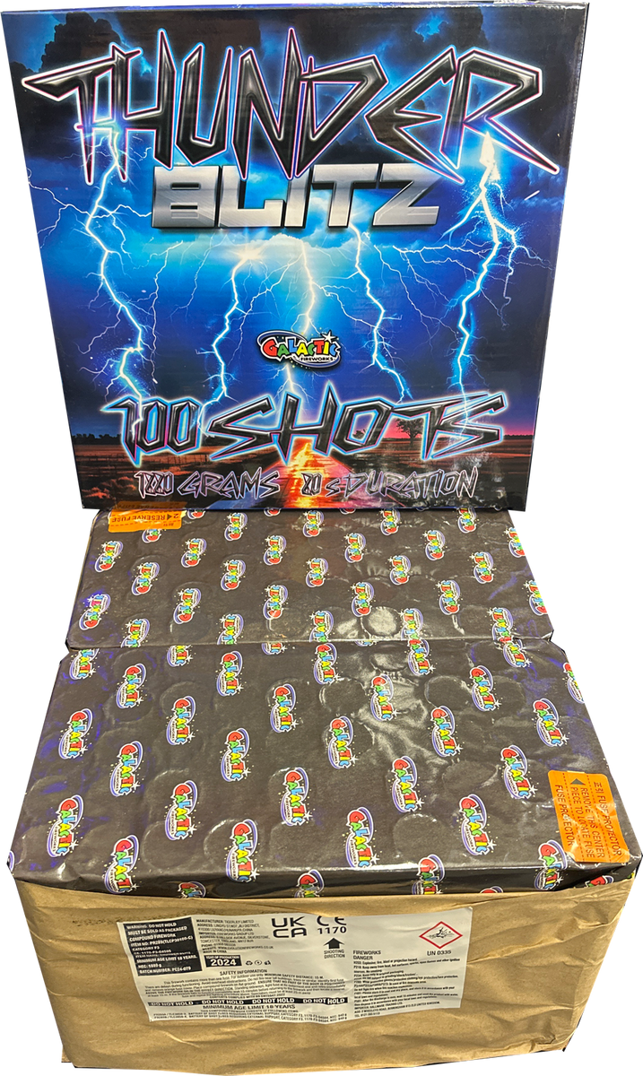 Thunder Blitz | 100 Shot 1.3G Compound | Galactic Fireworks