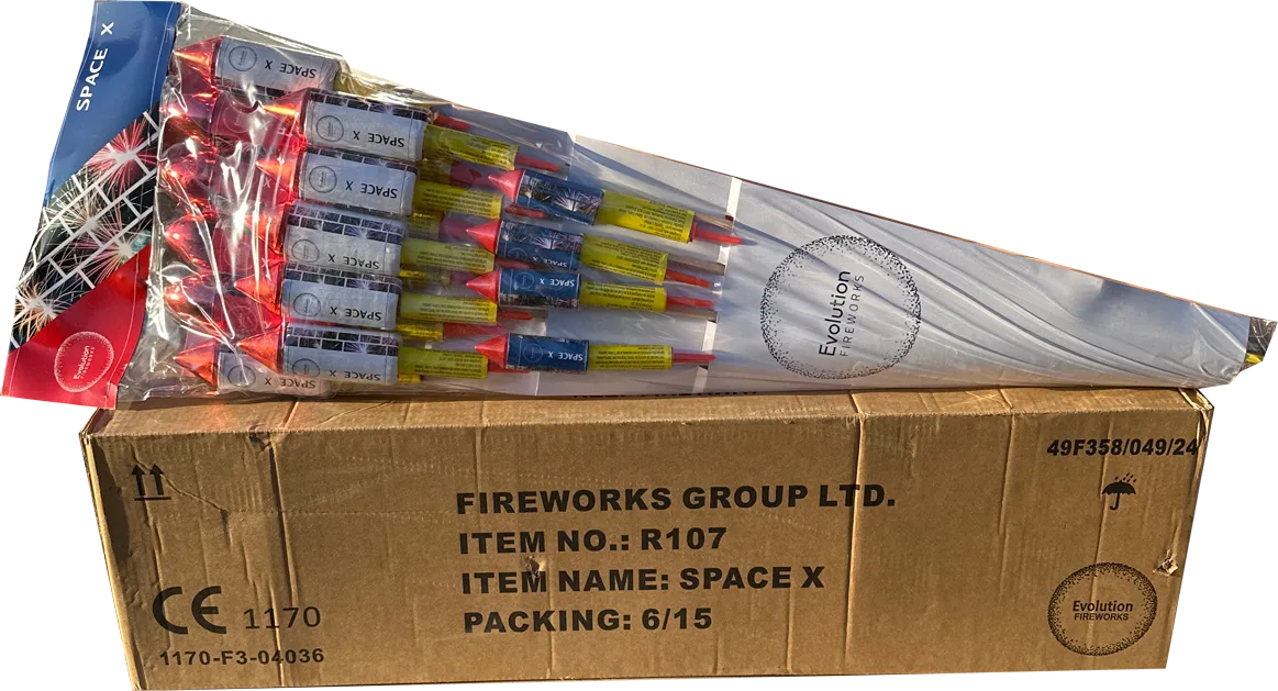 6x X-SPACE Rockets by Evolution Fireworks – Galactic Fireworks