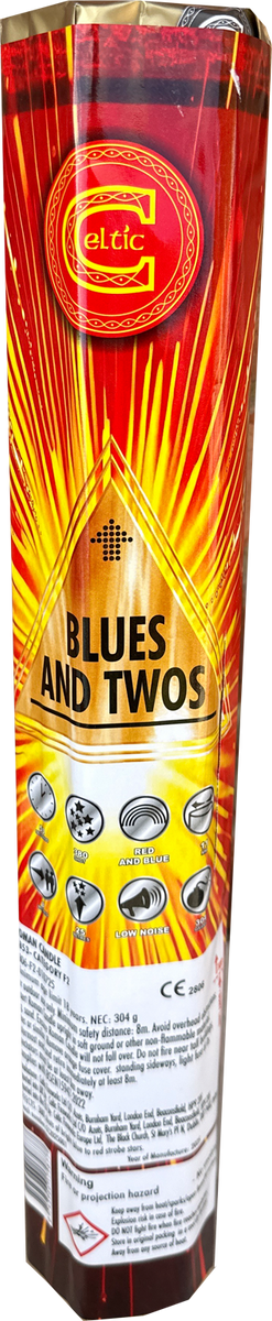 Blues & Twos | 380 Shot Low Noise Candle | Celtic Fireworks – Galactic ...