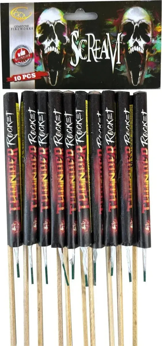 Scream Rockets | 10 Pack Whistling Bottle Rockets | Galactic Fireworks
